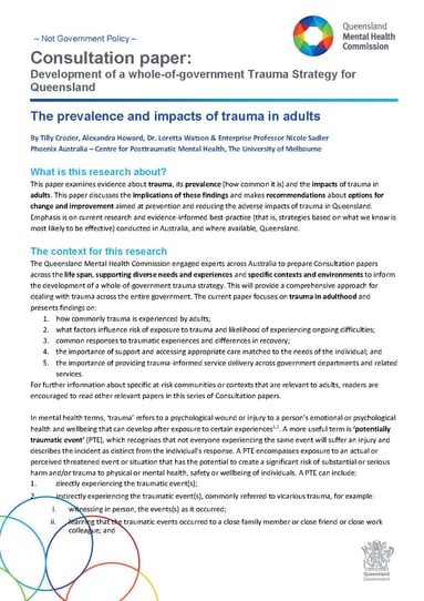 Queensland trauma strategy