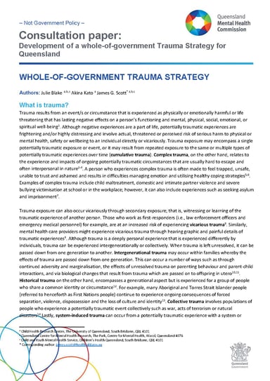 Queensland trauma strategy