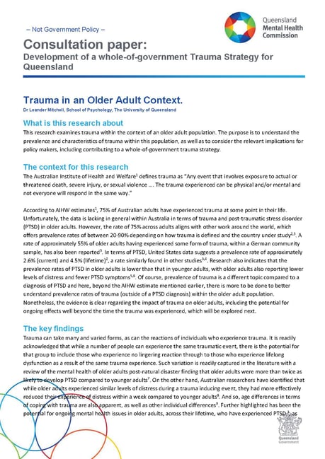 Queensland trauma strategy